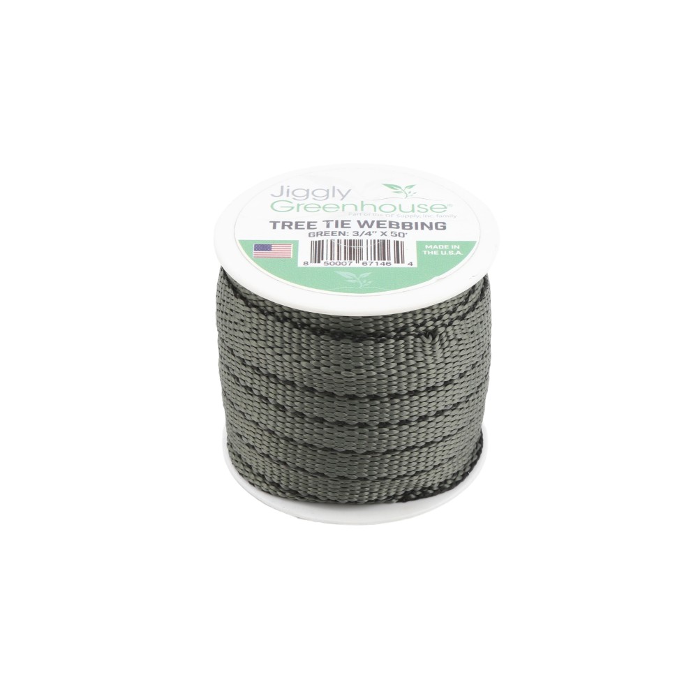 50' Long x 3/4" Wide Green Tree Tie Webbing Roll - Staking, Guying ...