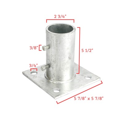 2 1/2" (Fits 2 3/8" OD) Post Floor Flanges - Ground Mount Floor Flange ...
